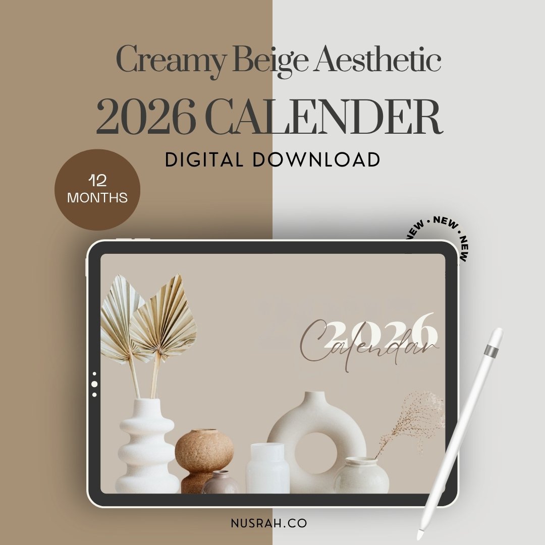 2026 Creamy Beige Aesthetic Calendar - nusrah.co